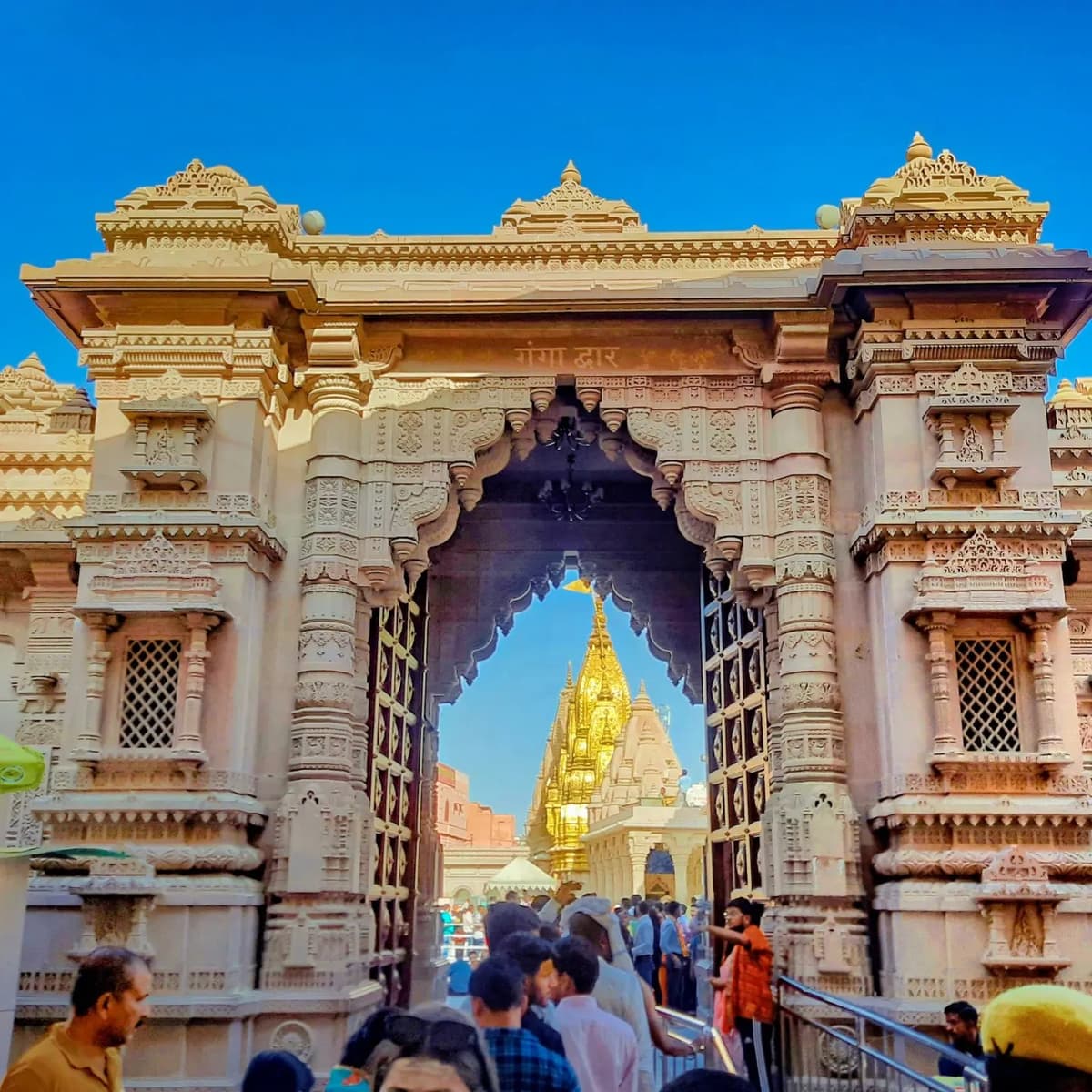 The Ganga Dwar gateway of the Kashi Vishwanath Corridor, connecting the ...
